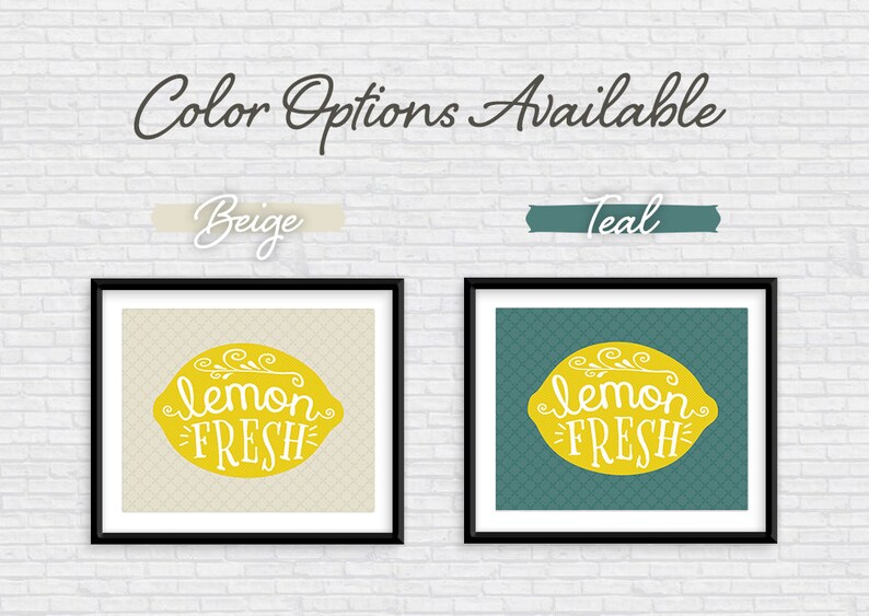 Lemon PRINTABLE Sign in BEIGE, Lemon Fresh, Limone, Decor, Kitchen Wall ...