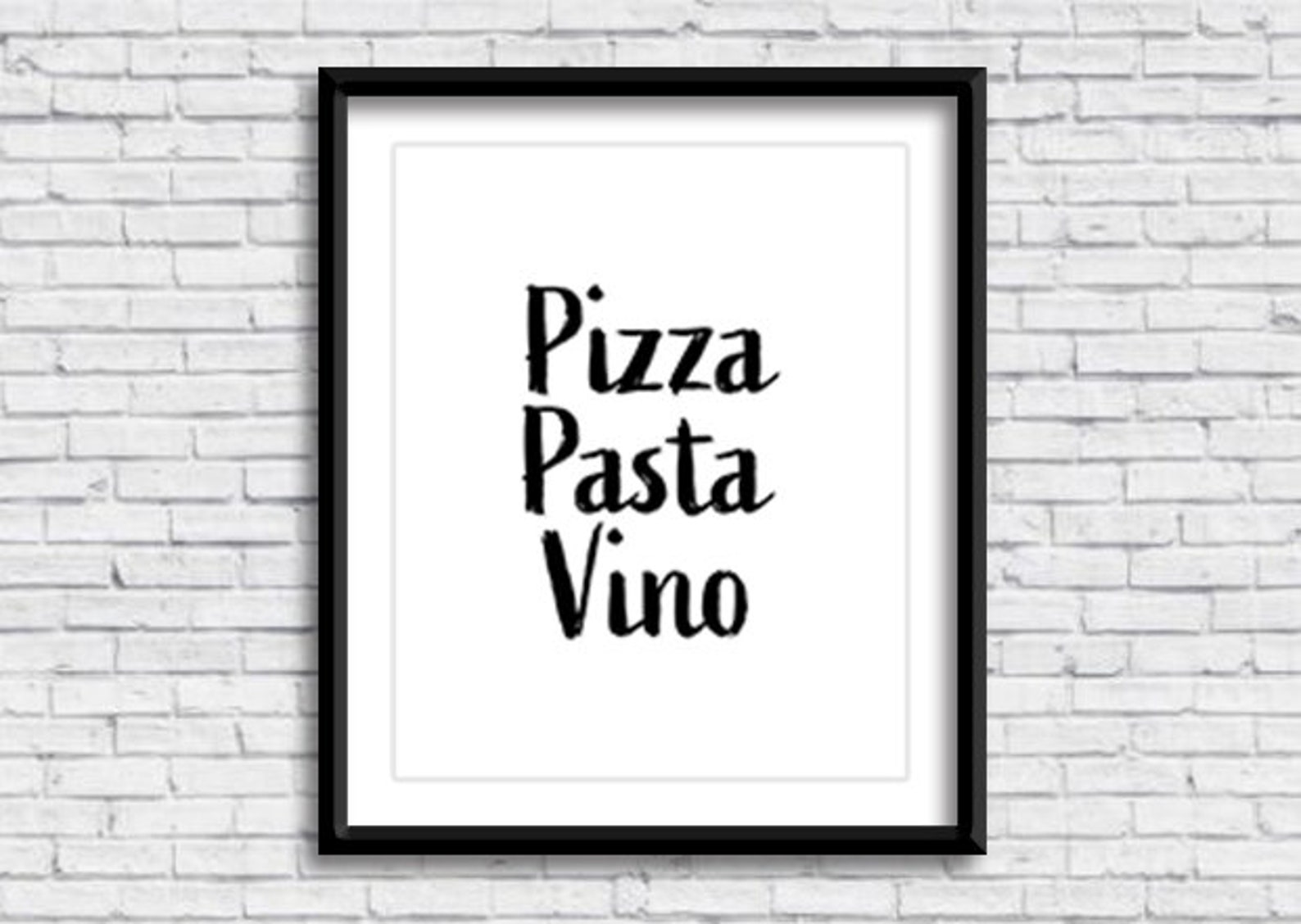 Kitchen Pizza Pasta Vino PRINTABLE Sign in WHITE, Eat!, Italian Design ...