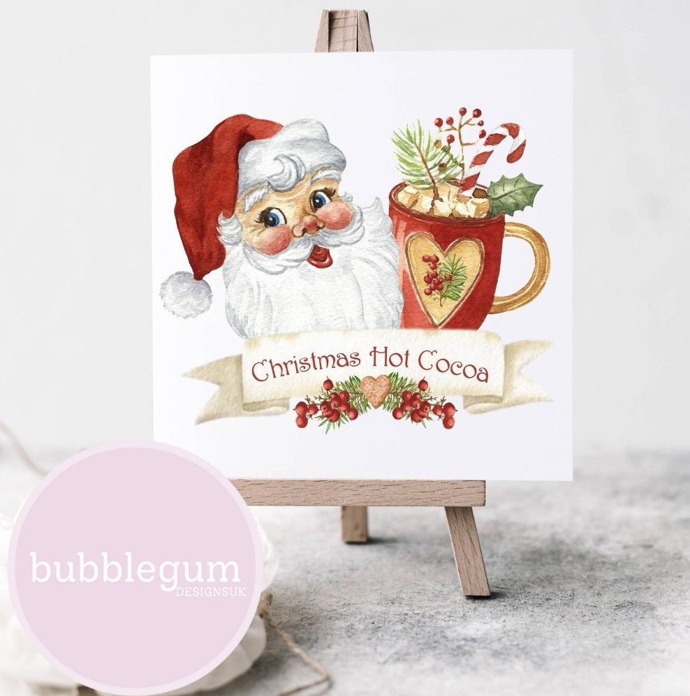 Vintage Santa & Christmas Hot Cocoa PNG Christmas Hot | Etsy