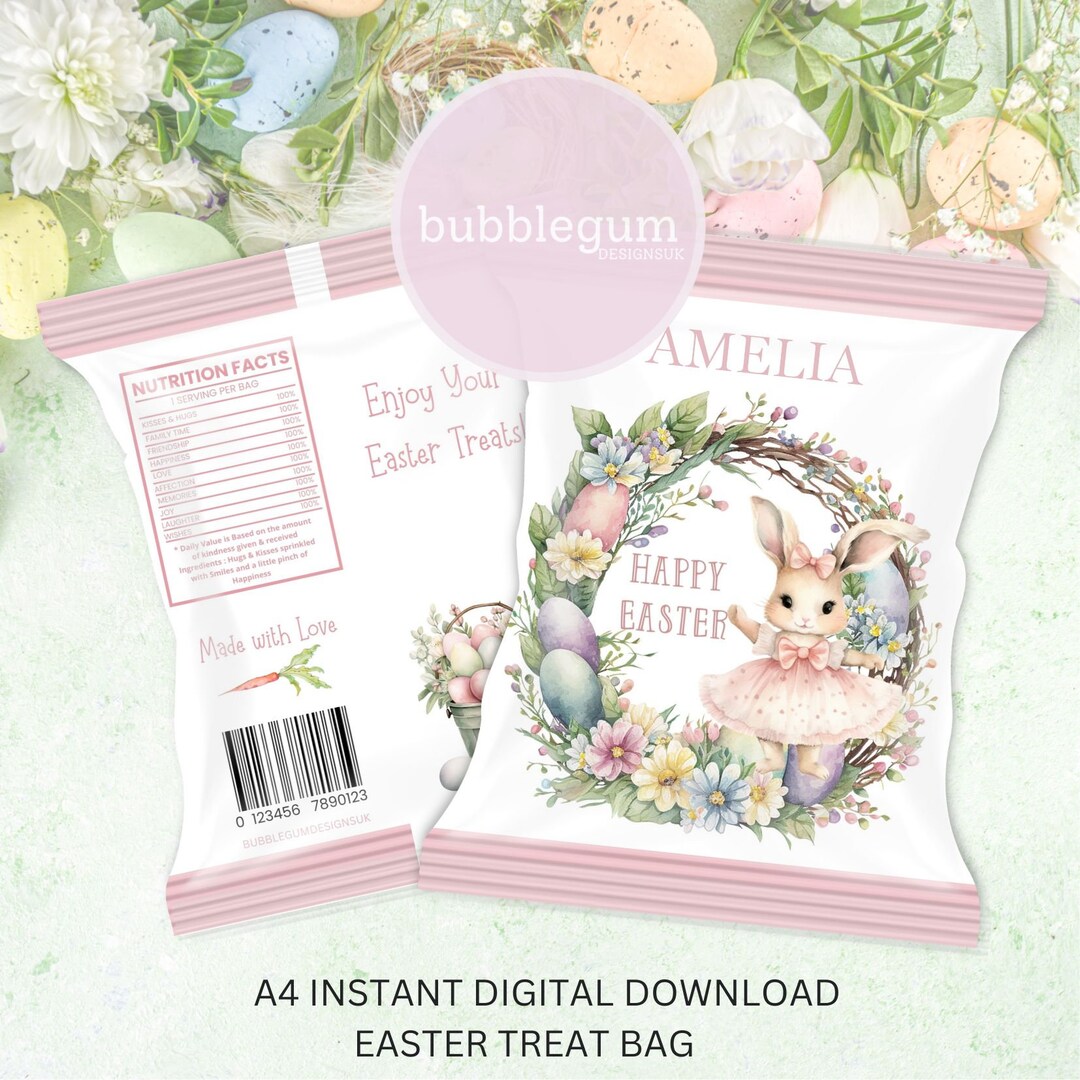 Ballerina Bunny Easter Treat Packet, A4 Printable JPG, Easter Treat Bag ...