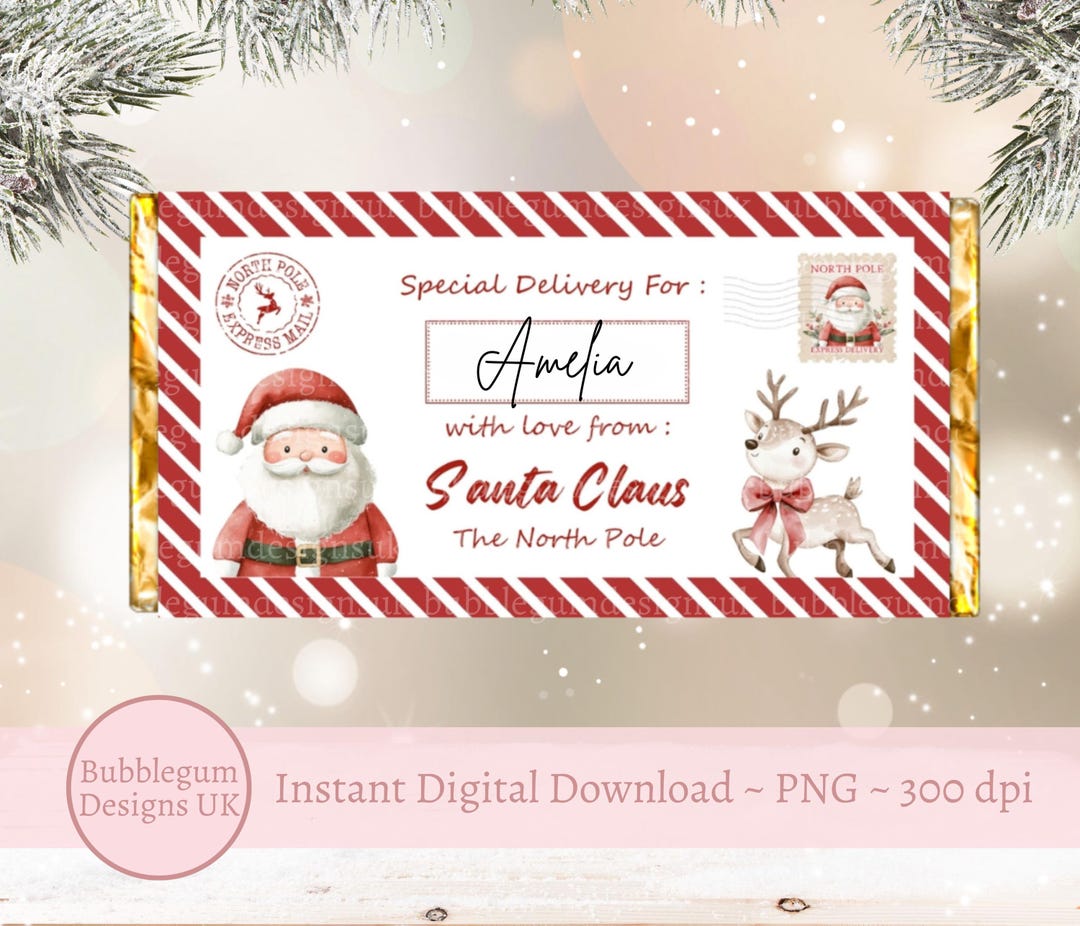 Special Delivery From Santa Claus, Printable Christmas Chocolate Candy ...