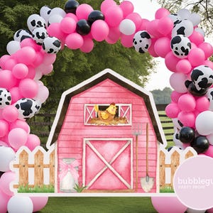 Pink Farm Barn Big Cutout Party Prop, Pink Barn Character Prop, Farm ...