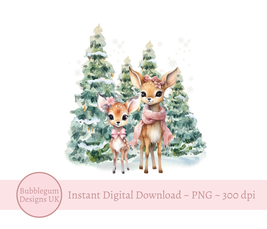 Pink Christmas Deer PNG, Baby Christmas Deer, Christmas Holiday ...