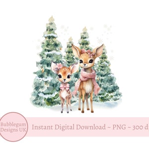 Pink Christmas Deer PNG, Baby Christmas Deer, Christmas Holiday ...