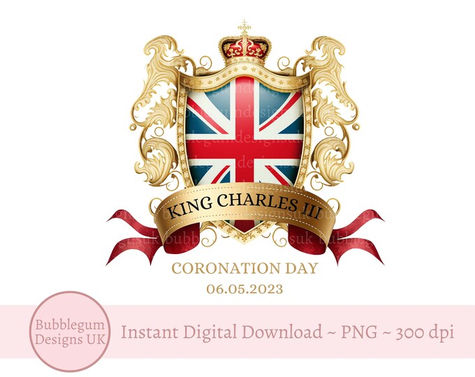 King Charles III Coronation Day 2023 PNG, Coronation Day Sublimation Design, Union Jack ...