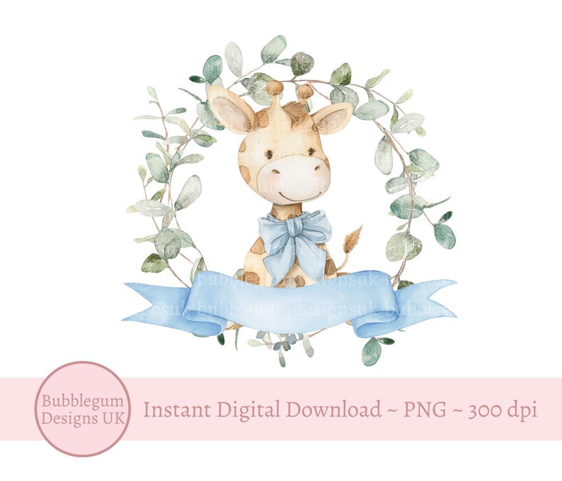 Baby Boy Blue Giraffe PNG, Cute Giraffe Sublimation Design, Baby Boy ...