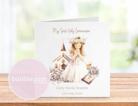My First Holy Communion PNG, Blonde Praying Girl First Communion ...