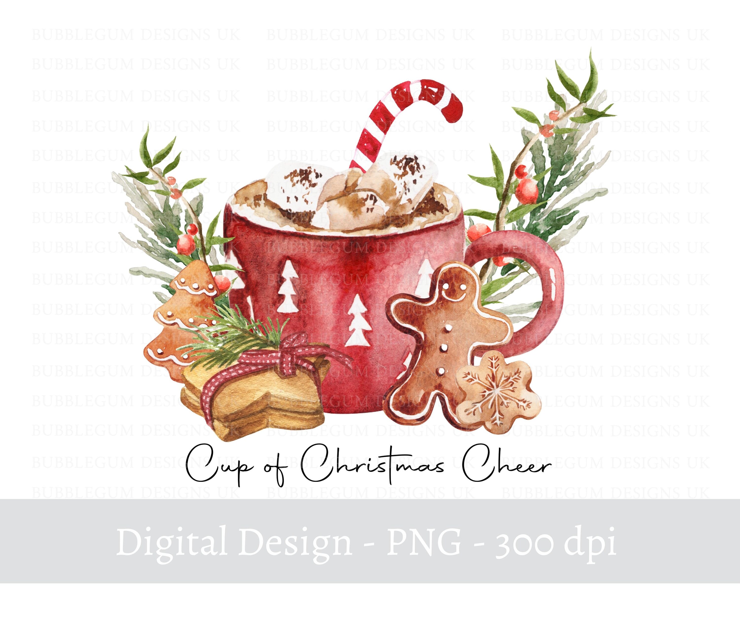 Gingerbread & Hot Cocoa Mug PNG Christmas Sublimation Design - Etsy