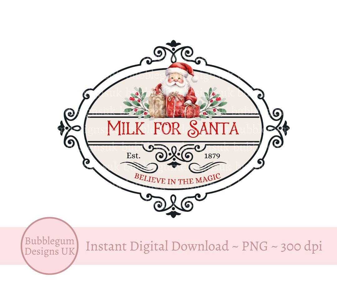 Milk for Santa PNG, Christmas Mug Sublimation Design,vintage Christmas ...