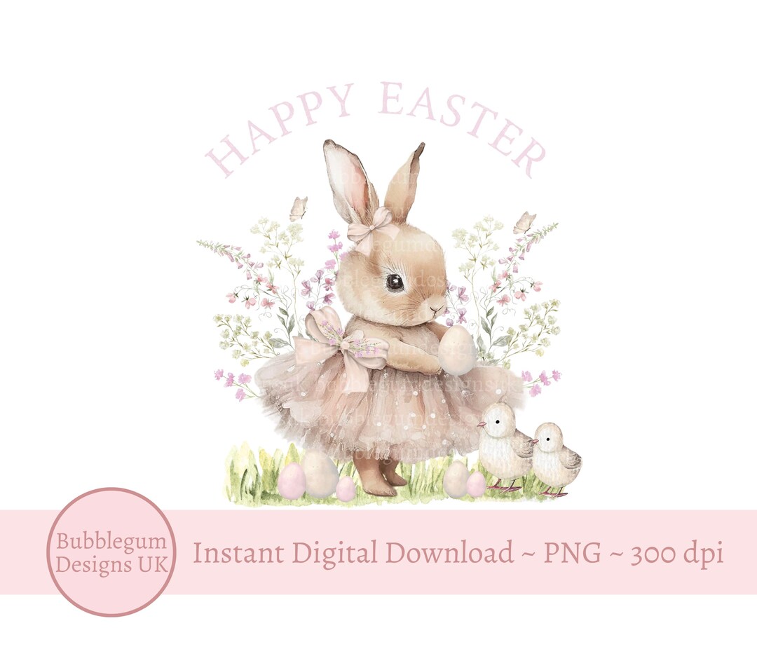 Happy Easter Tutu Bunny Sublimation Design, PNG, Easter Bunny, Girls Easter, Easter Treat Bag ...