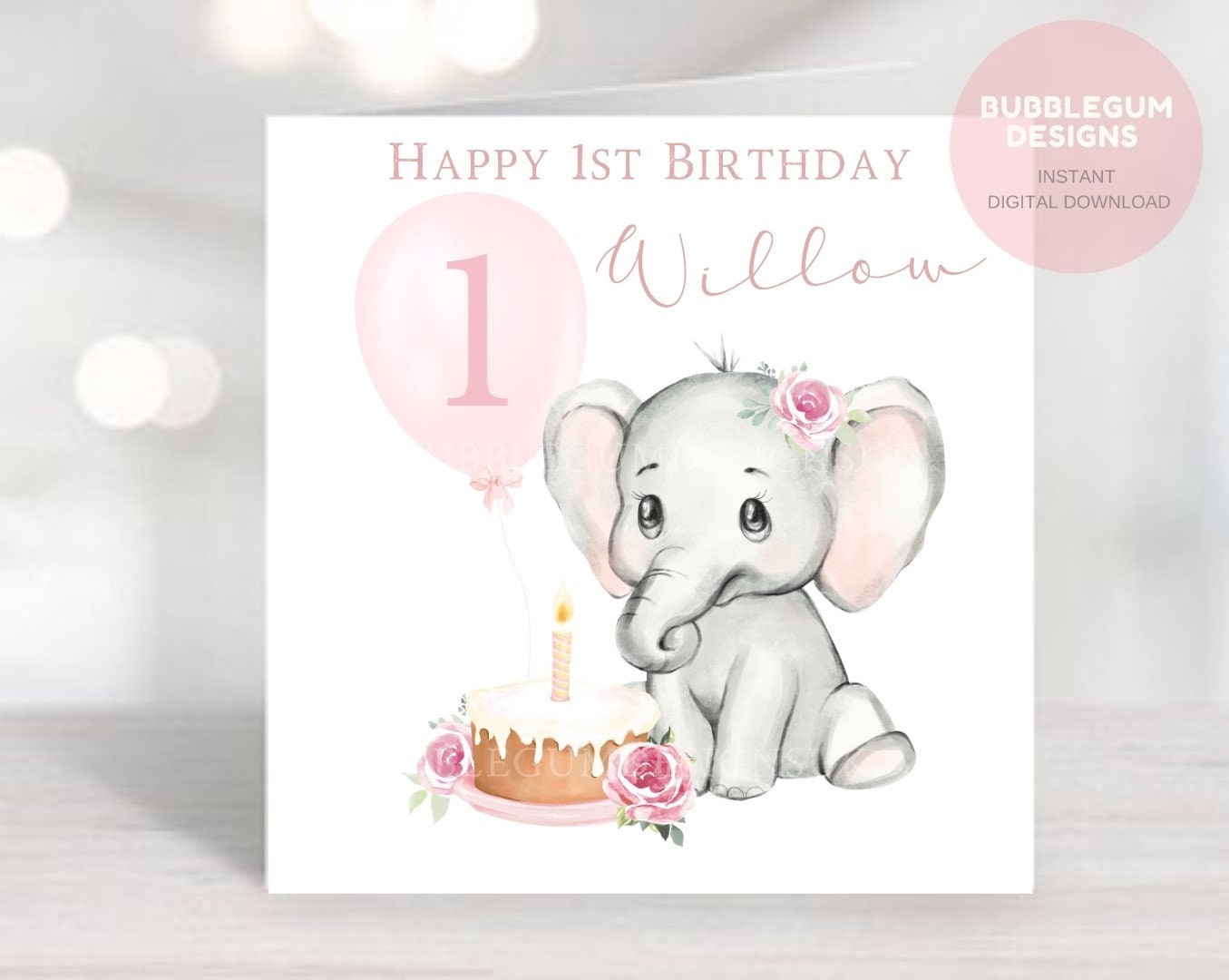 Baby Elephant 1st Birthday PNG Watercolor Elephant Birthday - Etsy UK