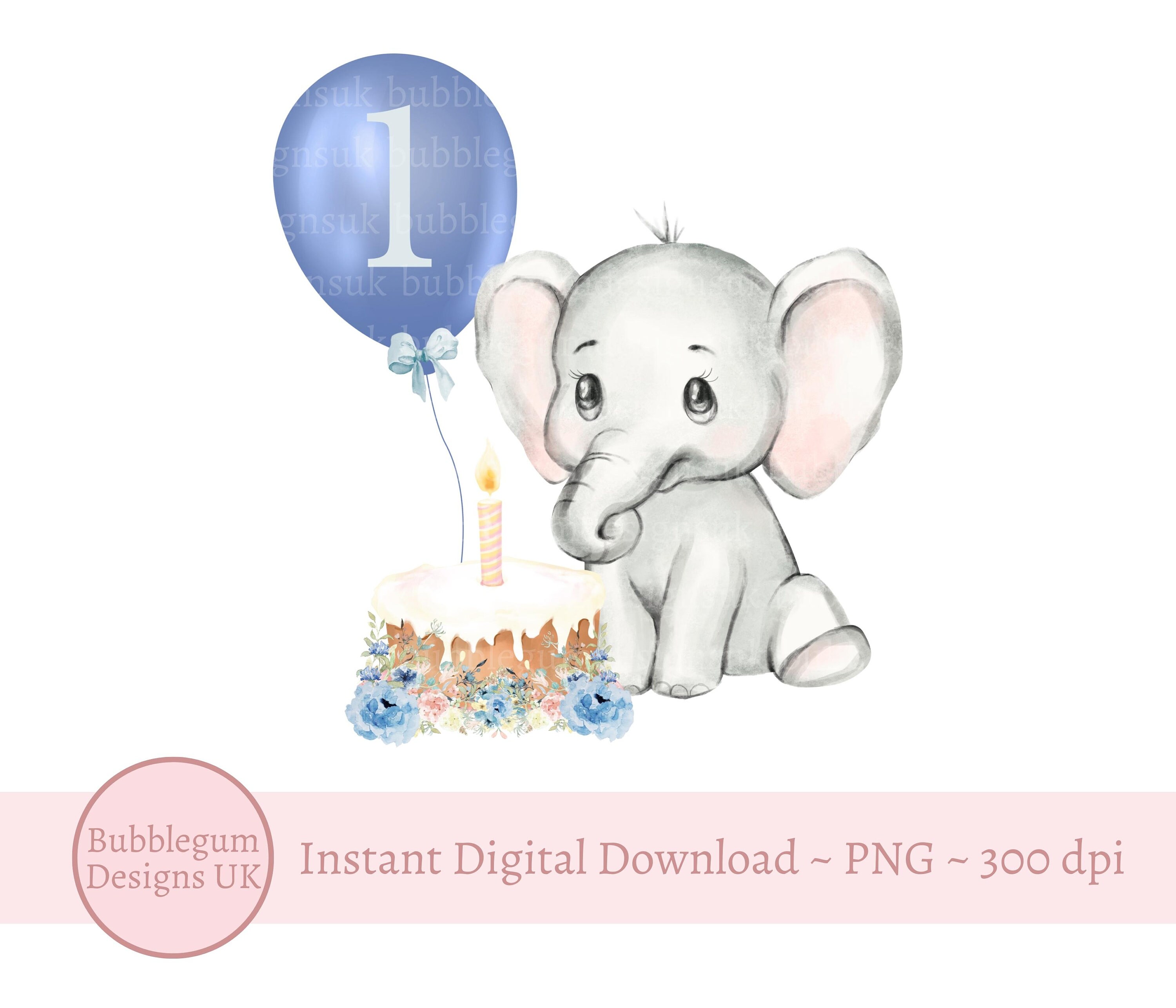 Birthday Baby Elephant Cartoon