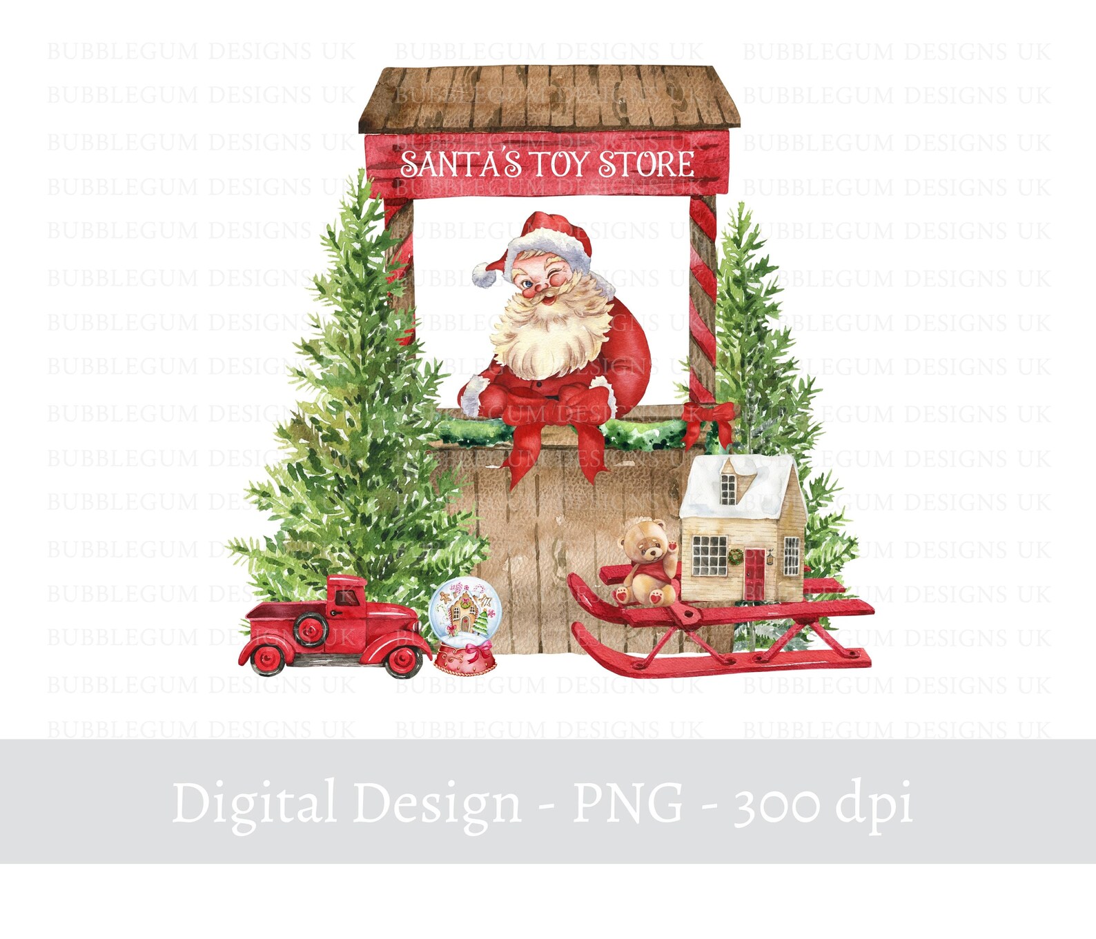 Santa's Toy Store PNG Christmas Clip Art Vintage Santa - Etsy