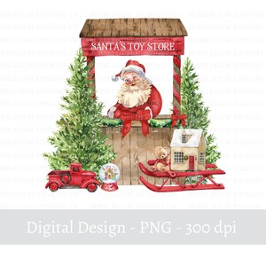 Santa's Toy Store PNG Christmas Clip Art Vintage Santa - Etsy