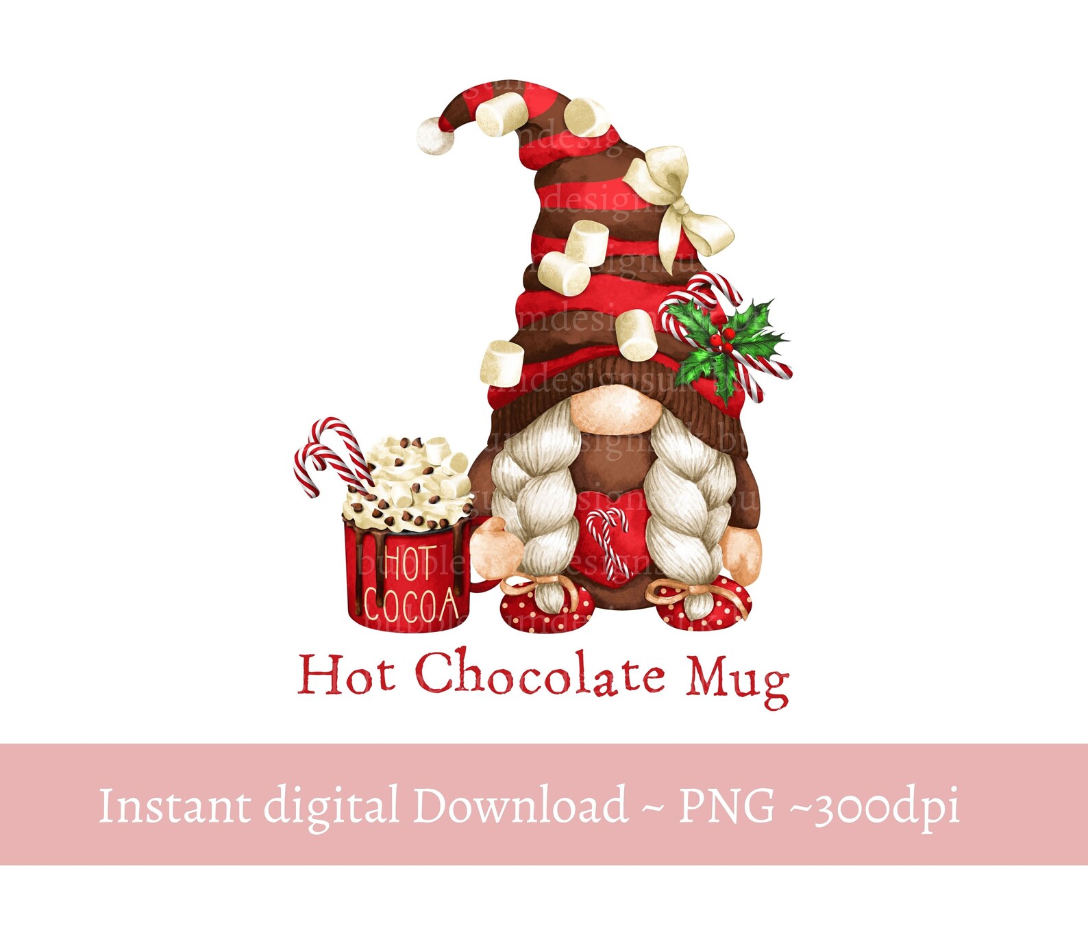 Christmas Gnome Hot Chocolate Mug PNG Christmas Sublimation - Etsy