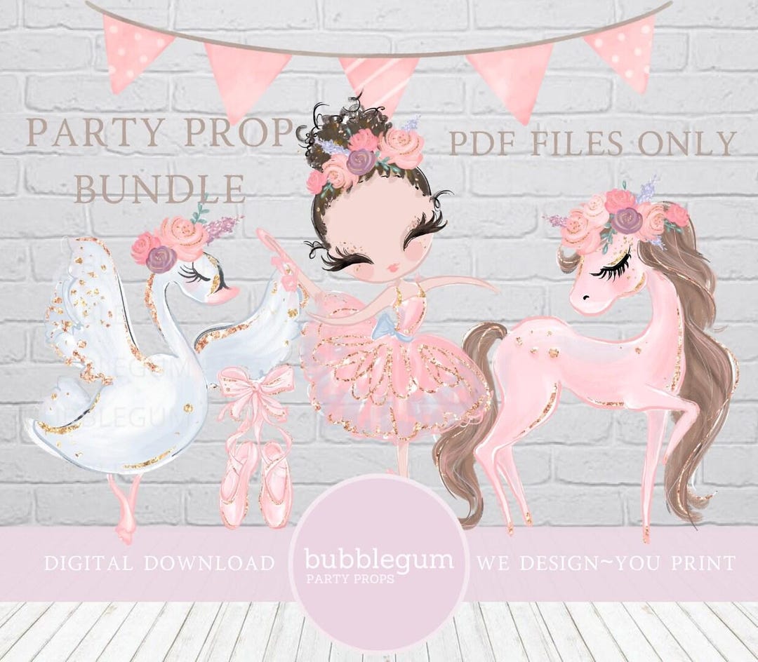 Pink Ballerina Big Cutout Party Prop Bundle, PDF, Ballet Character Prop ...