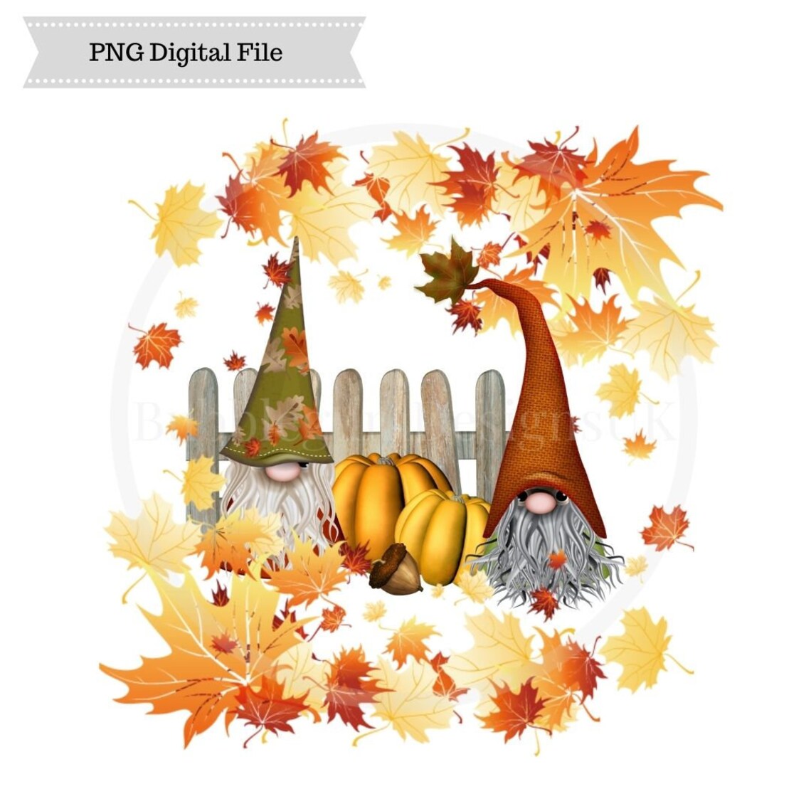 Autumn Fall Gnomes and Pumpkins in the Leaves PNG Gnome | Etsy