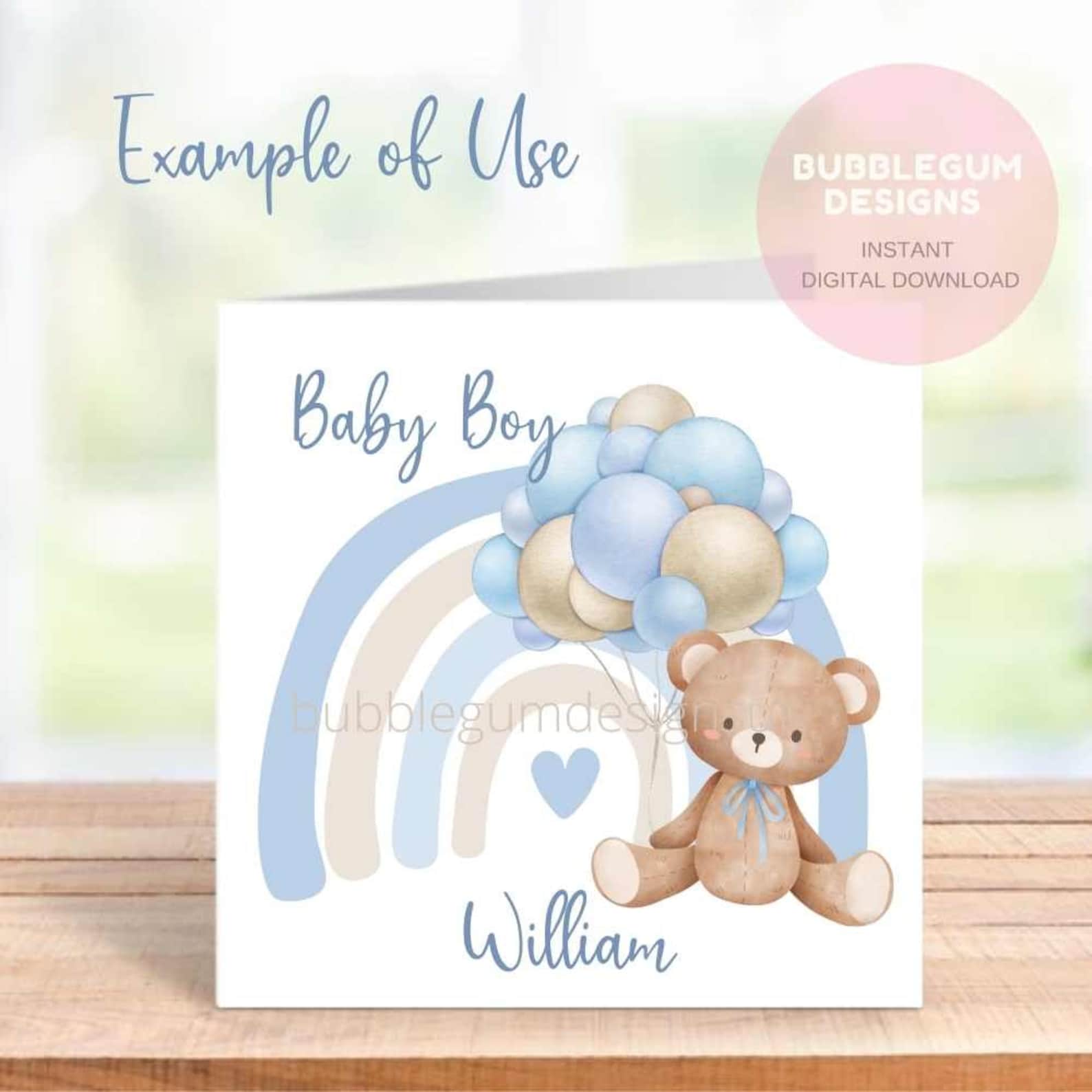 Teddy Bear Blue Balloons & Rainbow PNG, Teddy Bear Clipart, Bear Baby ...