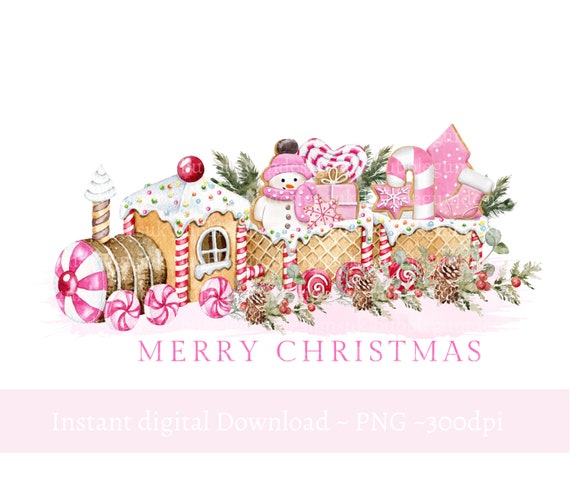 Pink Christmas Cookie Train PNG Christmas Clip Artcandy Cane - Etsy
