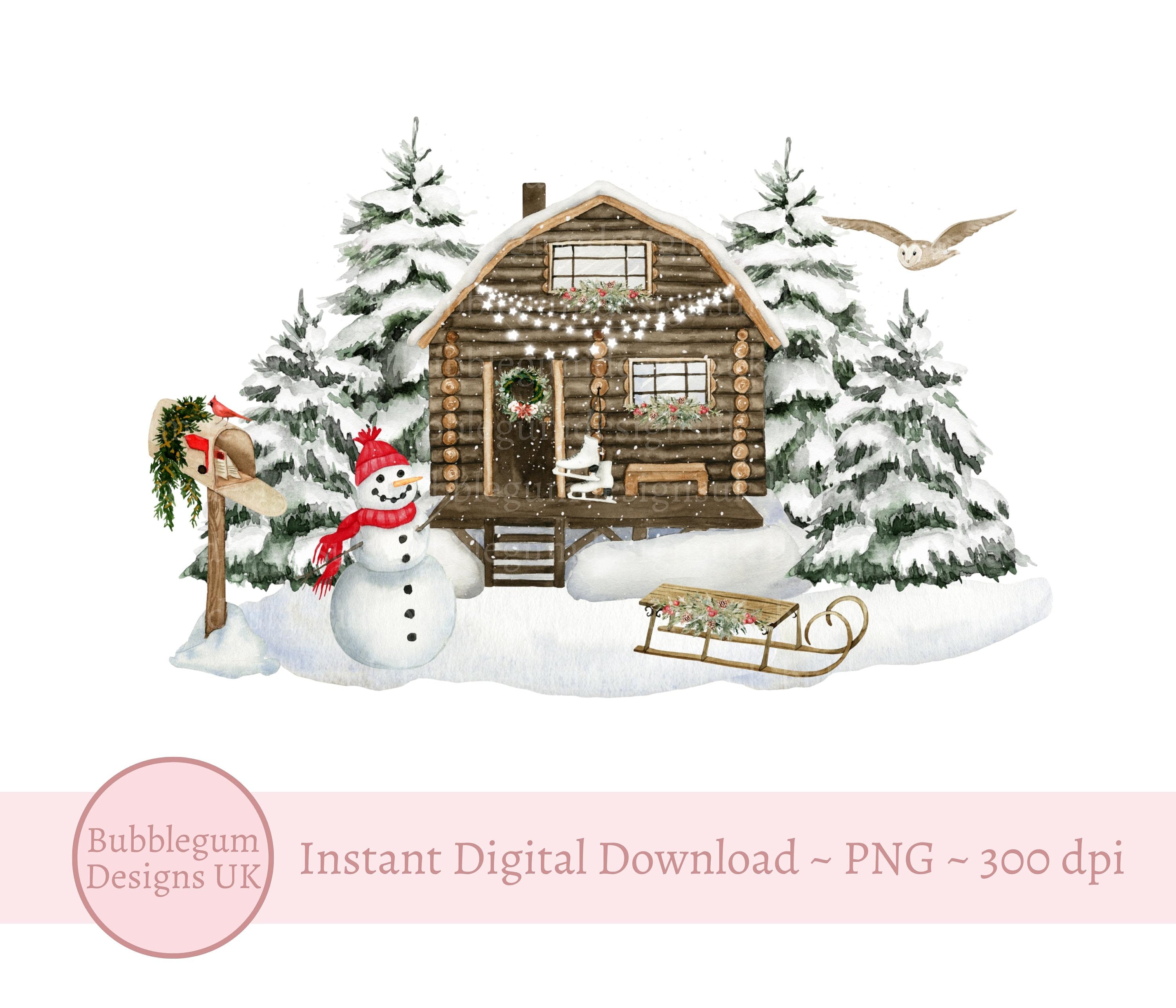 Snowy Cabin Clipart