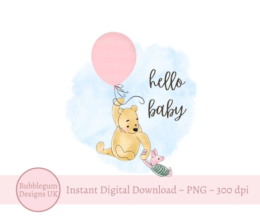 Classic Winnie the Pooh & Piglet Pink Balloon, Hello Baby PNG, Winnie ...
