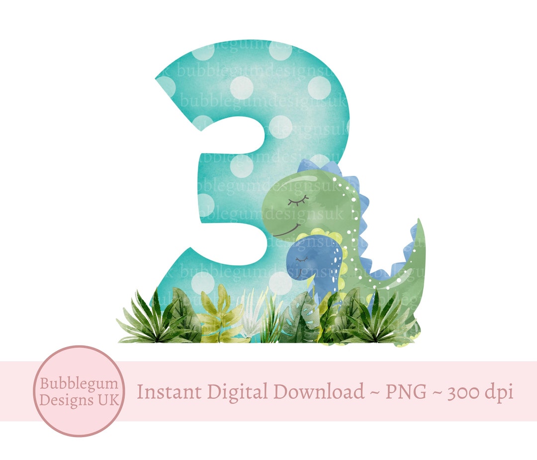 Blue Dinosaur 3rd Birthday PNG, Dinosaur Third Birthday Clipart, Dino ...