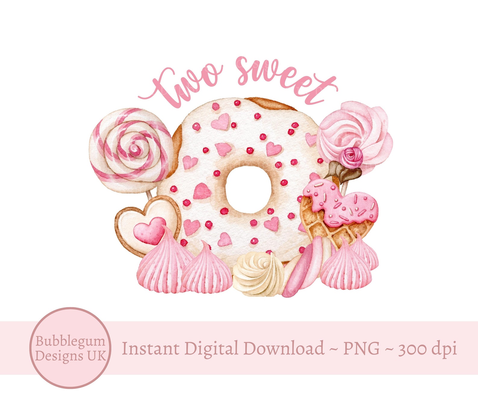 Two Sweet 2nd Birthday PNG, Sweet Treats Birthday Clipart, Girls 2nd ...
