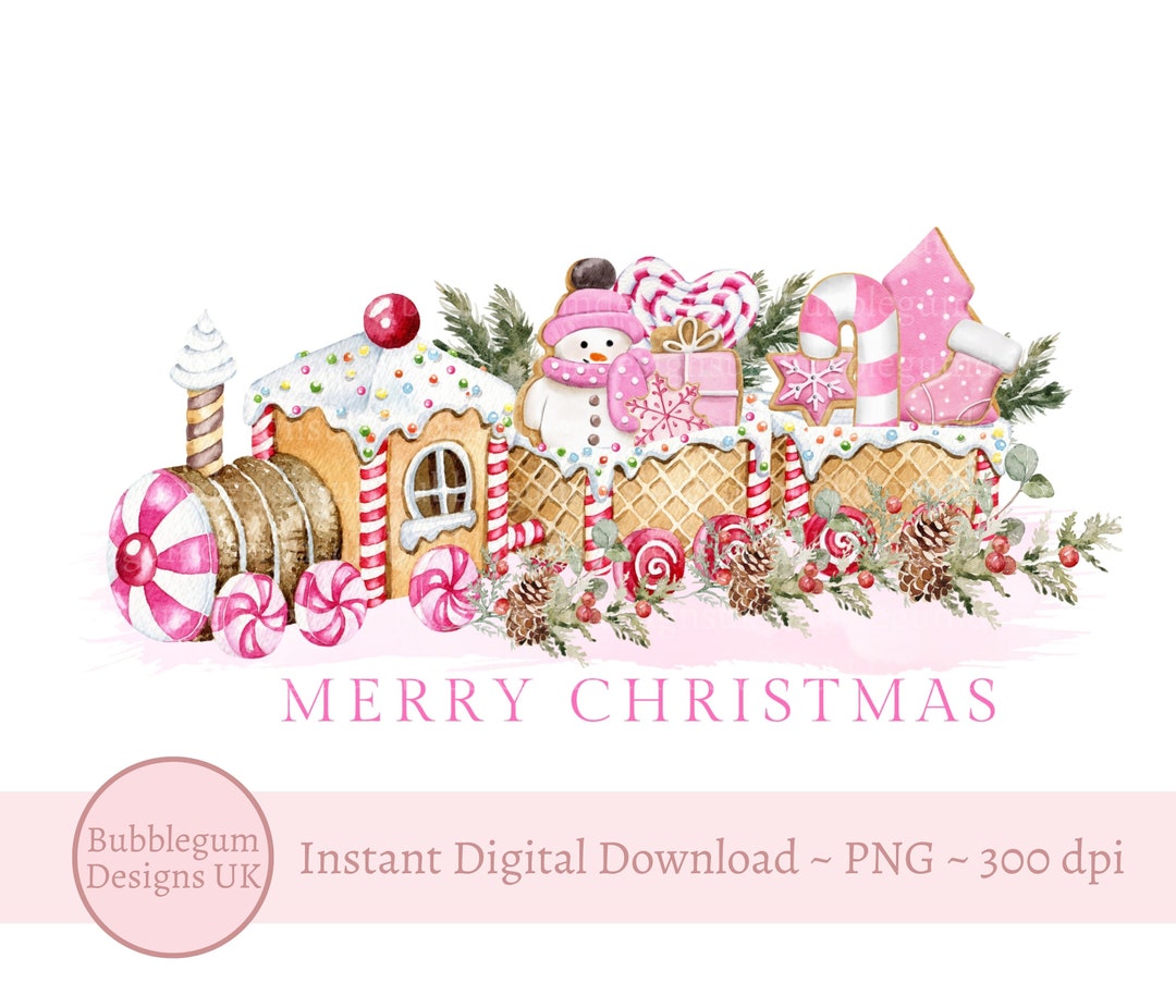 Pink Christmas Cookie Train PNG, Christmas Clip Art,candy Cane Train ...