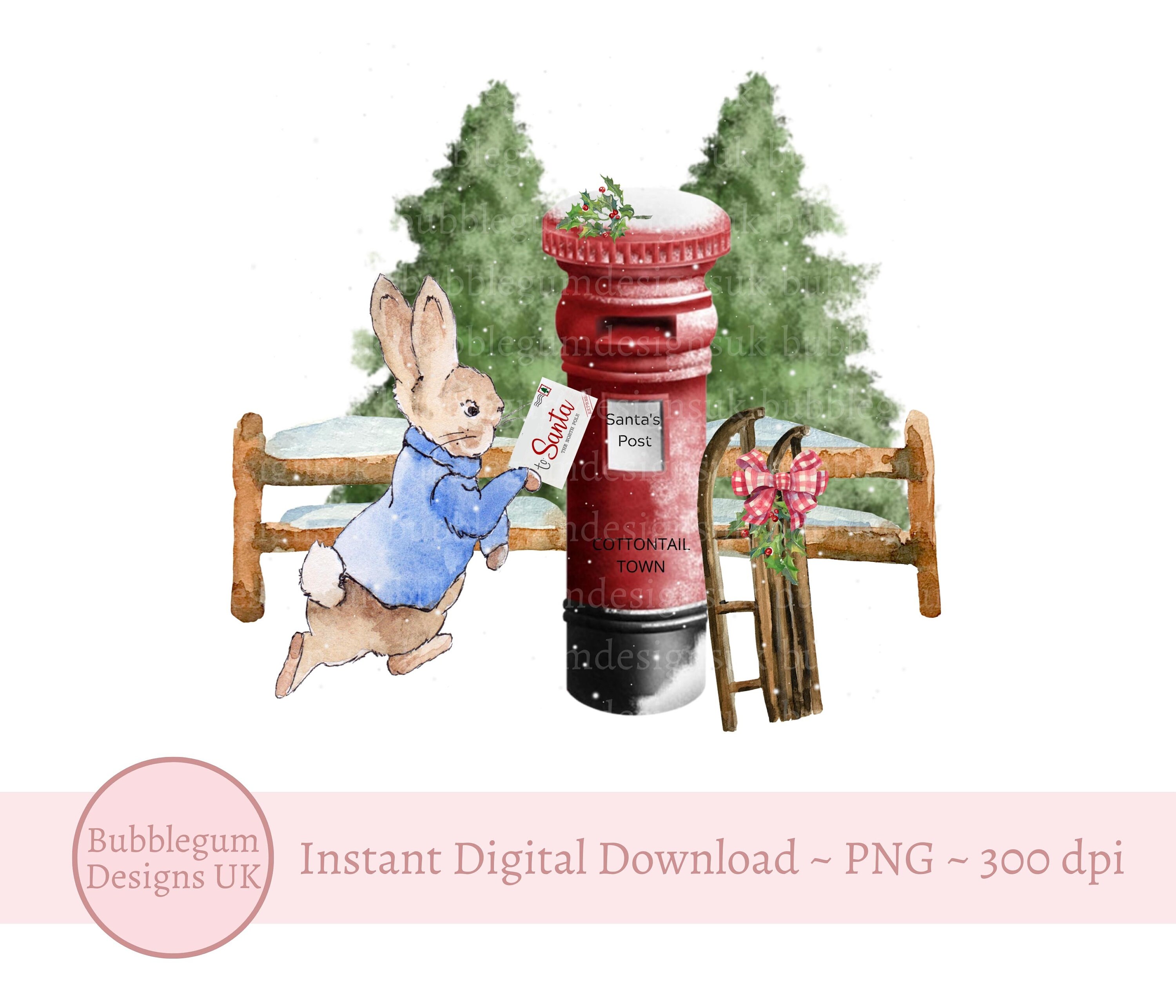 Peter Rabbit Christmas Postbox PNG Peter Rabbit Sublimation - Etsy UK