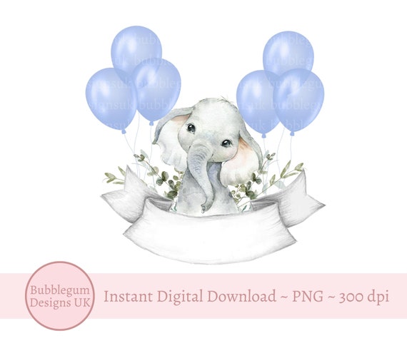 Cute Baby Shower Elephants Clip Art Elephant. Babyboy. Watercolor