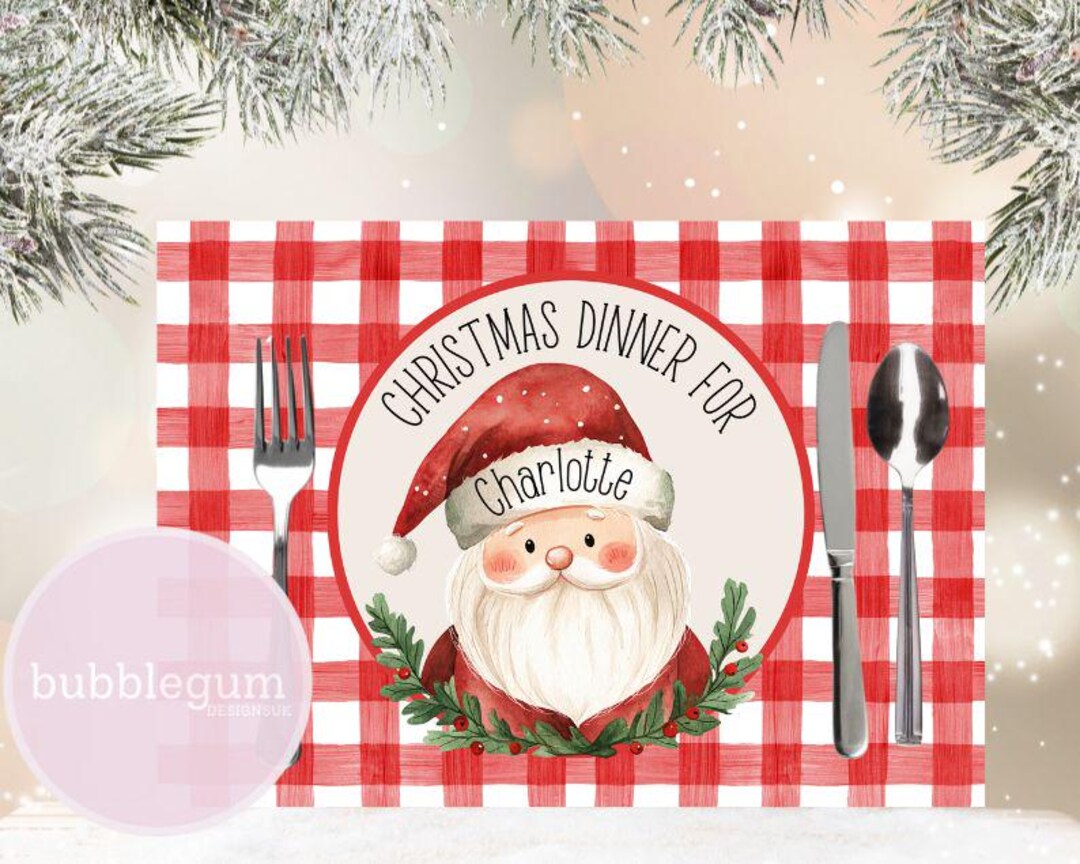Santa Printable Placemat PNG, Cute Jolly Santa Design, Kids Christmas ...
