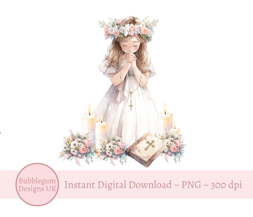 First Holy Communion PNG, Girls 1st Communion Sublimation Design, Pink ...