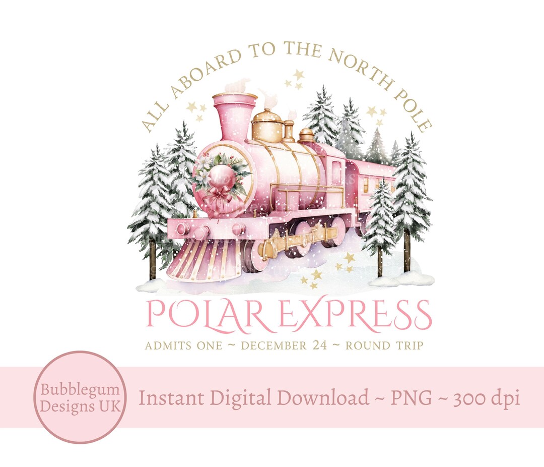 Pink Christmas Express Train Sublimation Design, PNG, Christmas T Shirt ...