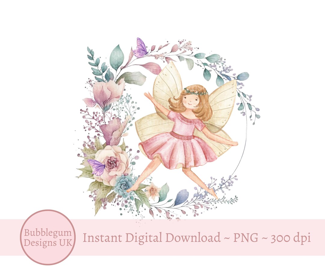 Fairy Wreath PNG, Fairies Sublimation Design, Fairy Birthday Party ...