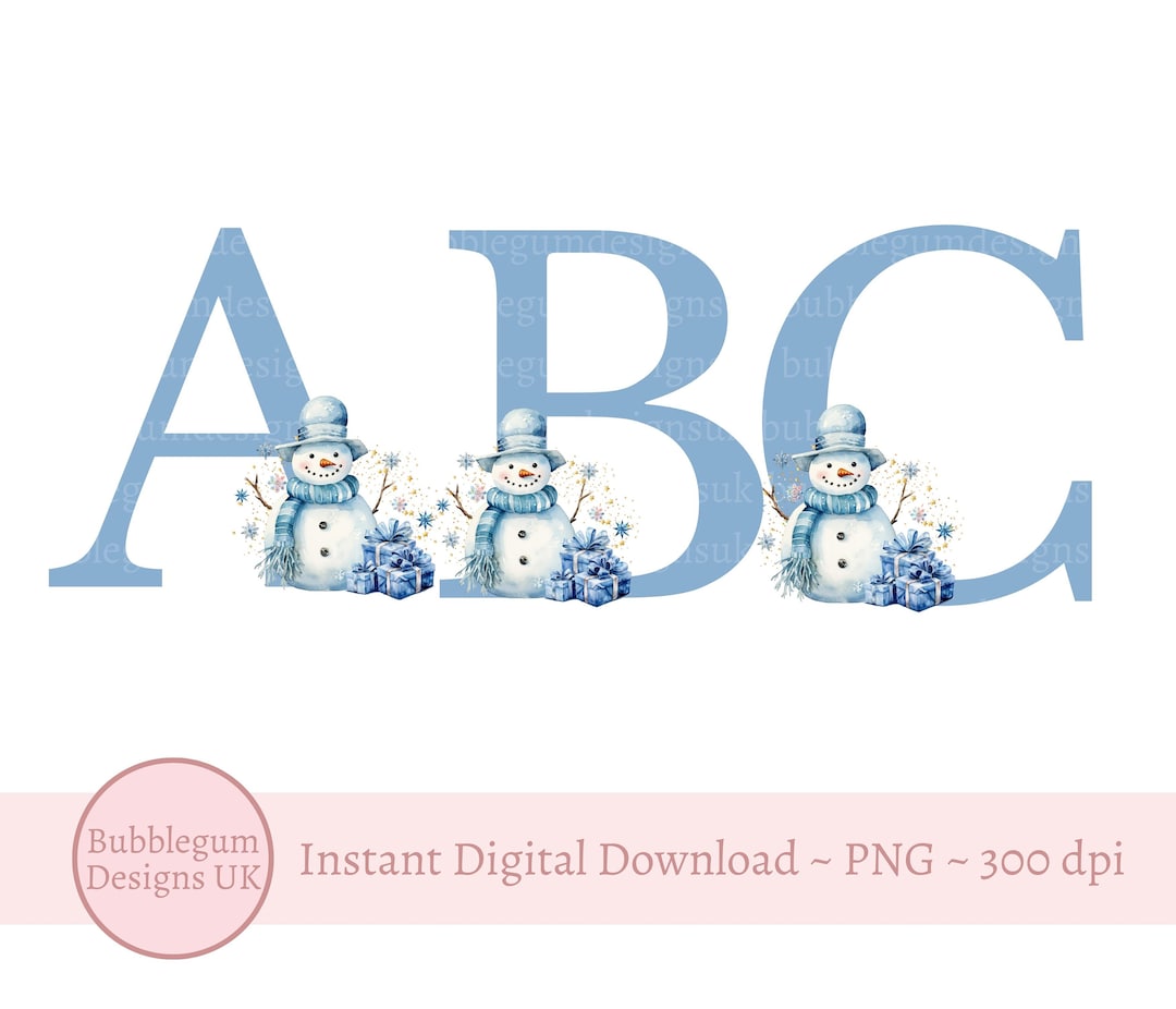 Cute Blue Snowman Christmas Alphabet PNG, Snowman 26 Individual Letters ...