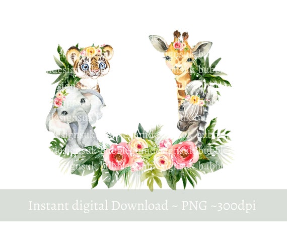 Baby Safari Animals PNG Watercolor Baby Animals T Shirt | Etsy
