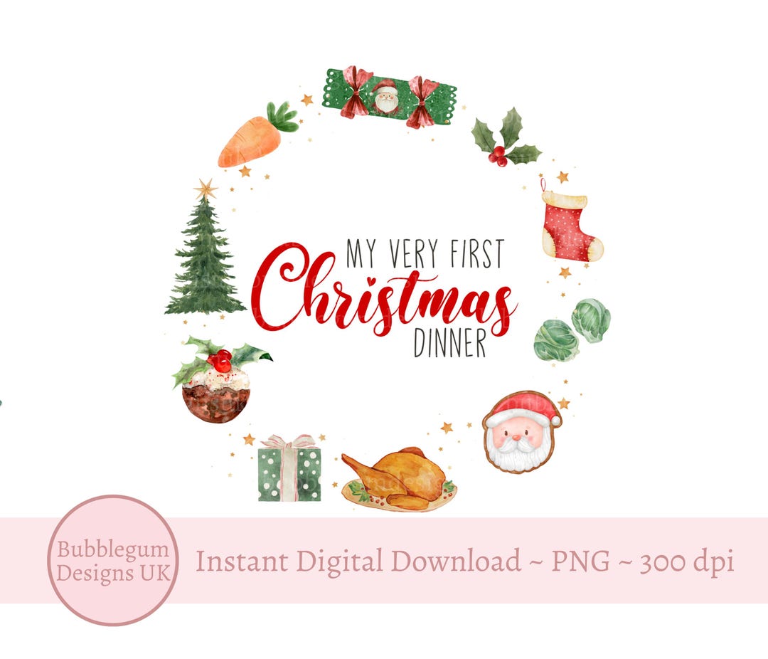 My Very First Christmas Dinner Wreath PNG, Christmas Clipart, 1st ...