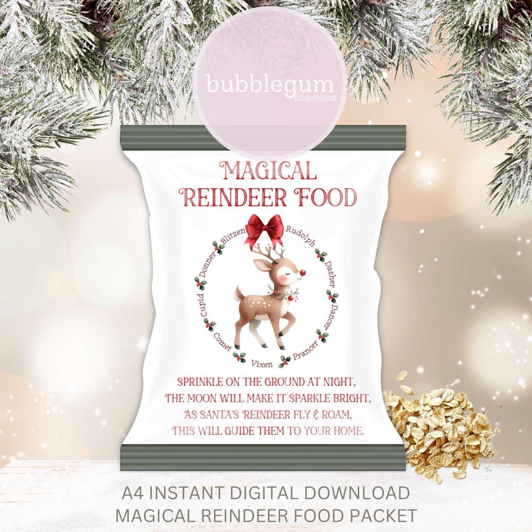 Magical Reindeer Food Packet JPG, Printable A4 Magical Reindeer Food ...