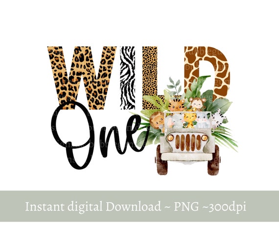 Wild One Animal Print Baby Safari Animals Truck PNG Safari - Etsy