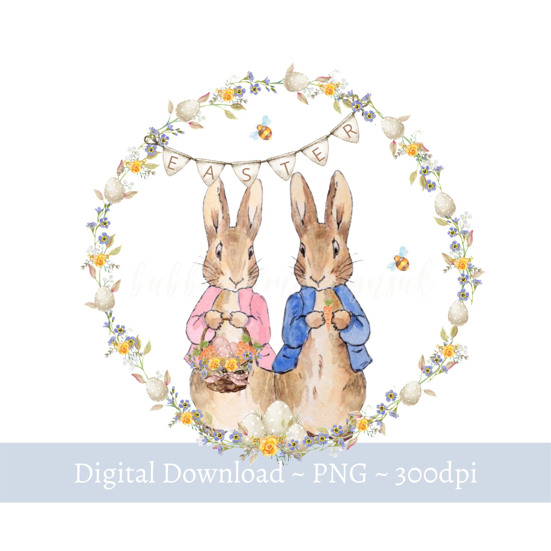 Clip Art Easter Egg Wreath Instant Digital Download Peter Rabbit ...