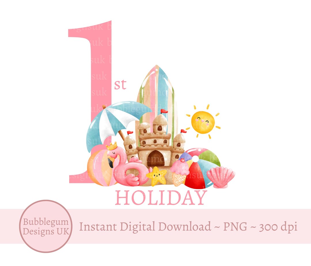 Pink First Holiday PNG, Beach Holiday Design, Sublimation, Holiday Tee ...