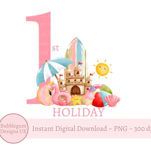 Pink First Holiday PNG, Beach Holiday Design, Sublimation, Holiday Tee ...