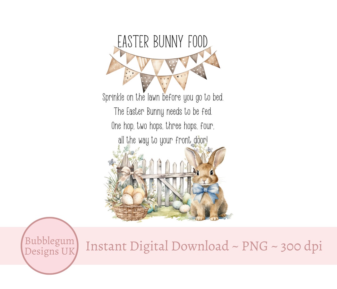 Easter Bunny Food Label PNG, Easter Bunny Food Sticker Design, Cute ...