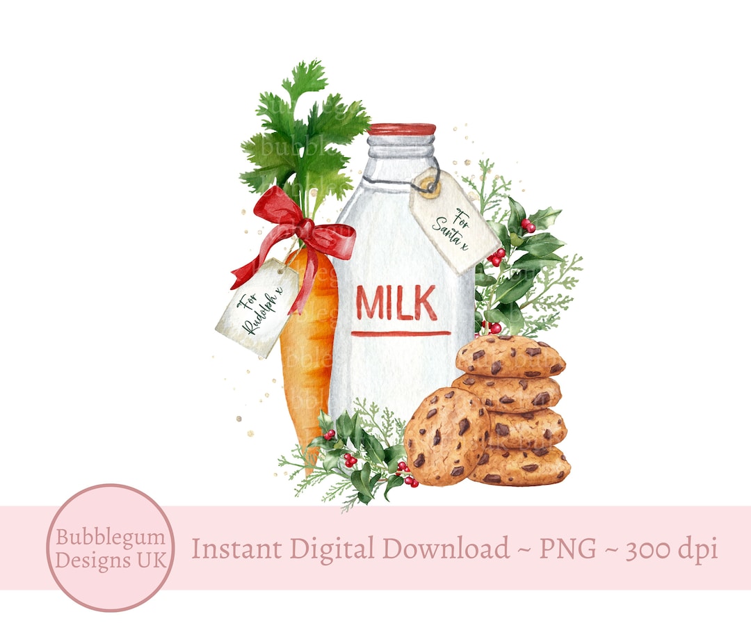 Milk & Cookies for Santa PNG, Christmas Eve Mug Sublimation Design ...