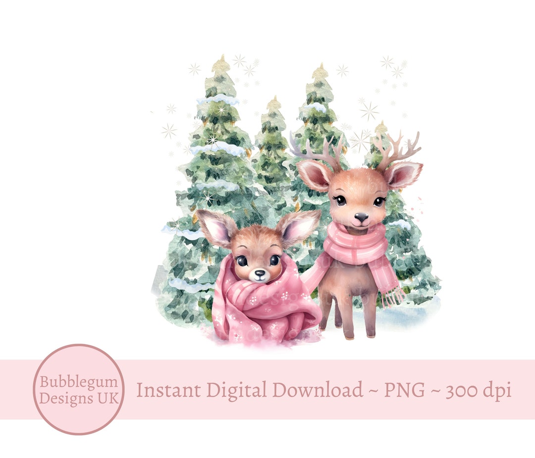 Pink Christmas Deer PNG, Baby Christmas Deer, Christmas Holiday ...