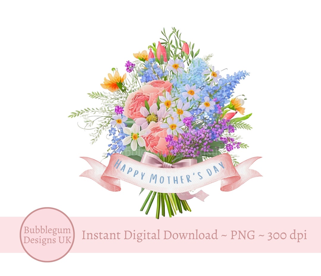 Happy Mother's Day Floral Bouquet PNG, Mothers Day Card Design, Mother ...