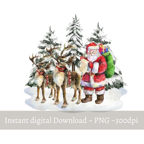 Vintage Santa PNG Santa Claus Clipart Christmas Clip Art - Etsy