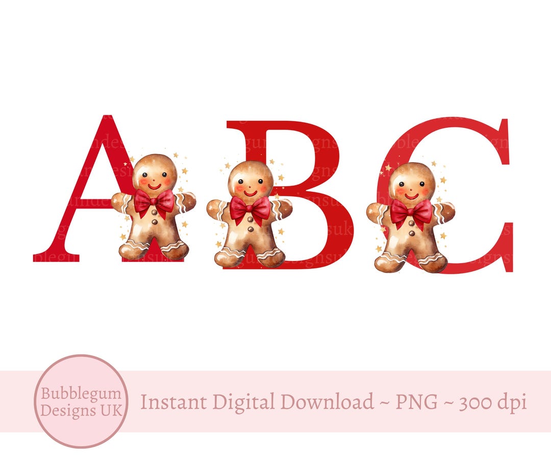 Red Christmas Gingerbread Alphabet PNG, Gingerbread 26 Individual ...