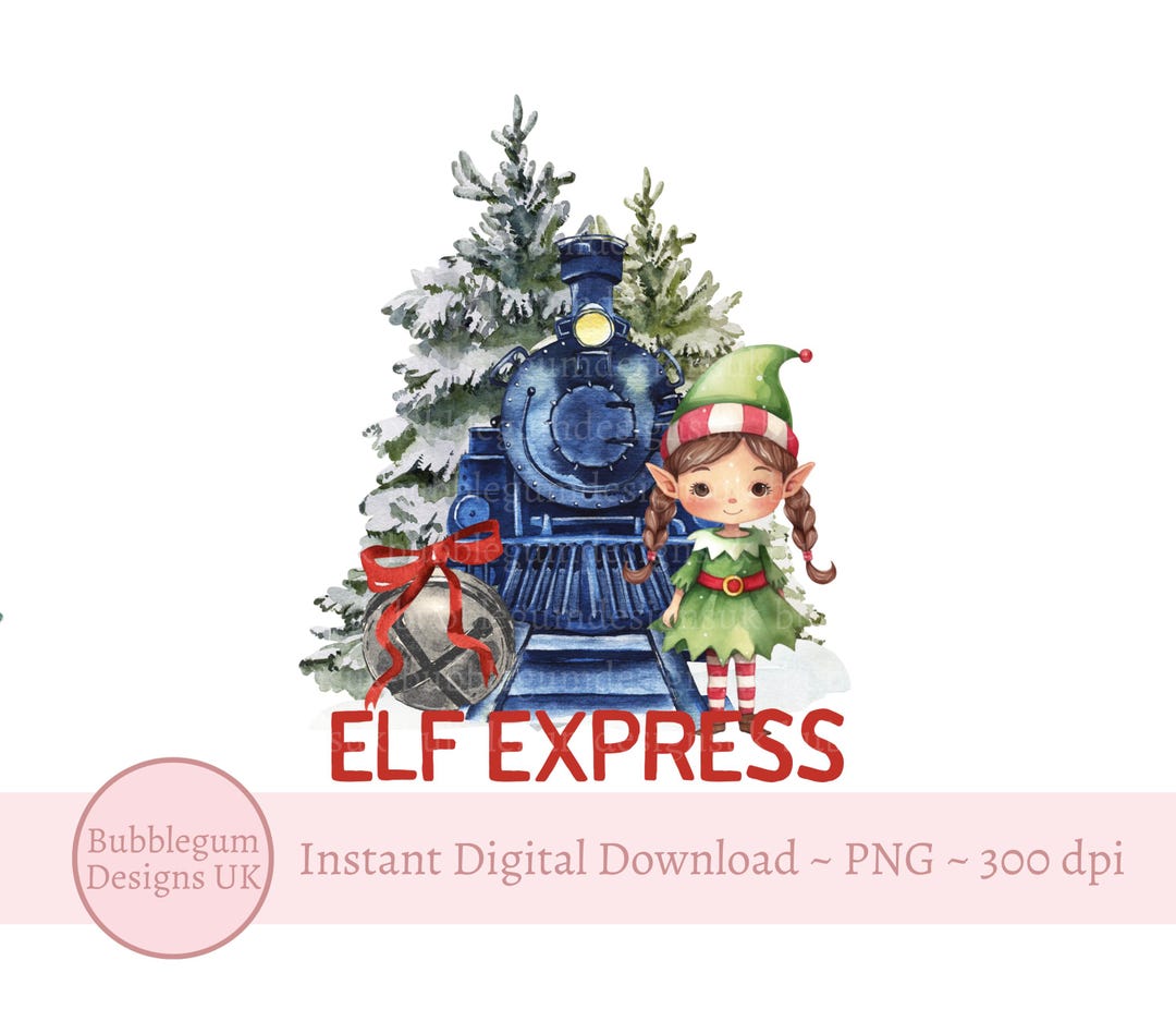Girl Elf Express Christmas Train PNG, Christmas Sublimation Design ...