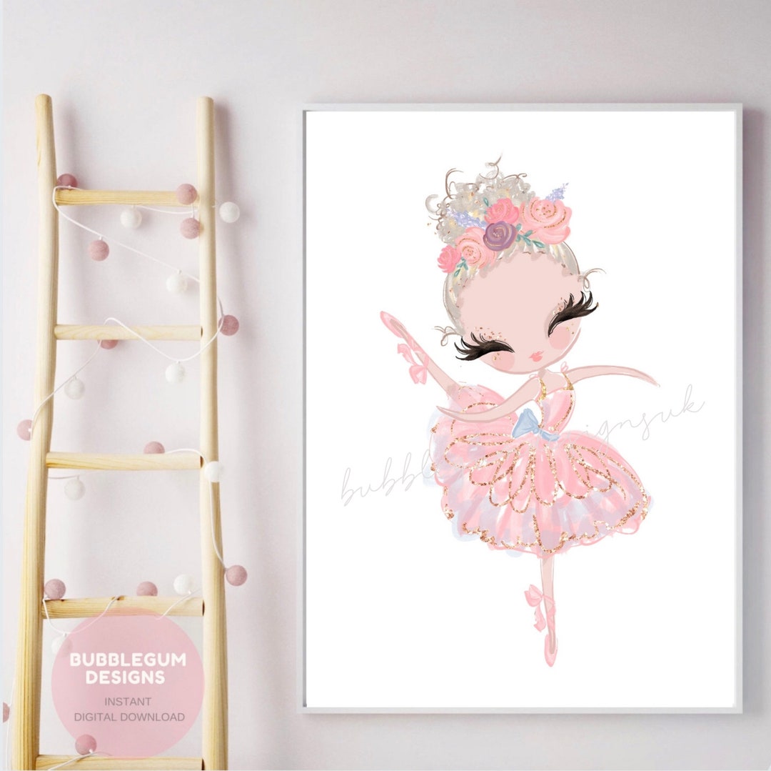 8 X 10 Ballerina Wall Art Print Ballerina Watercolour Print Ballet Printable Art Pink